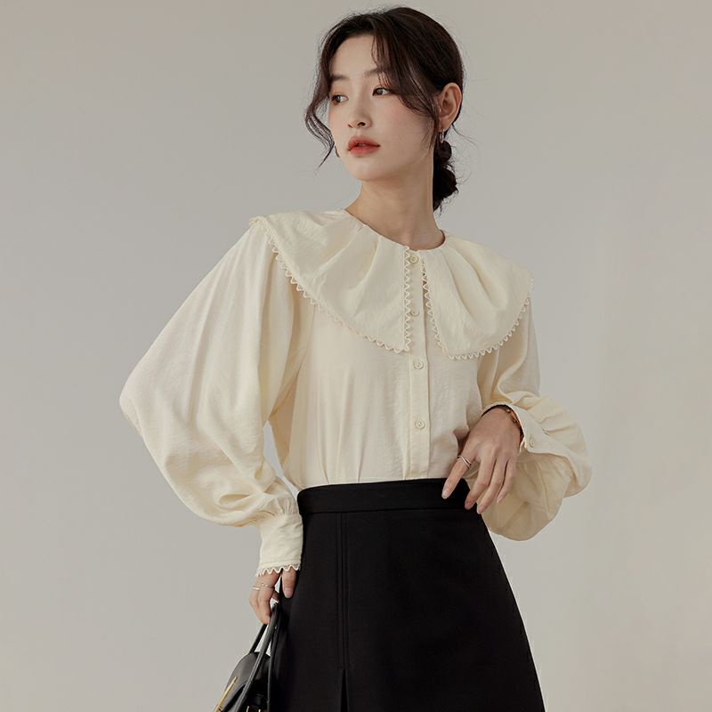 Jual Sofia Big Collar Blouse | AT72 Afternoon Tone | Shopee Indonesia