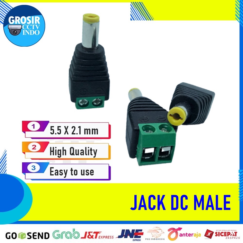Jual Jack DC Male konektor power untuk cctv ( isi 5 pcs ) | Shopee Indonesia