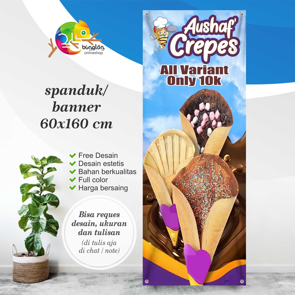 Jual Spanduk Banner 60x160 Cm Crepes, Brownies, Cake Dll Free Desain ...