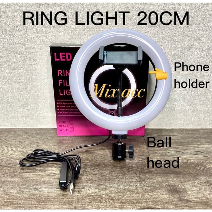 Jual Lampu Make Up RING LIGHT LED 20CM + TRIPOD Lampu Multi Color Make Up Ringlight - RING LIGHT ...