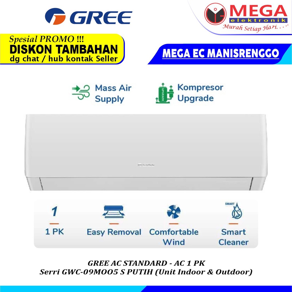 Jual AC GREE 1 PK STANDARD SERIES GWC-09MOO5S / GWC 09 MOO5S ... Jual AC GREE 1 PK STANDARD SERIES GWC-09MOO5S / GWC 09 MOO5S ...