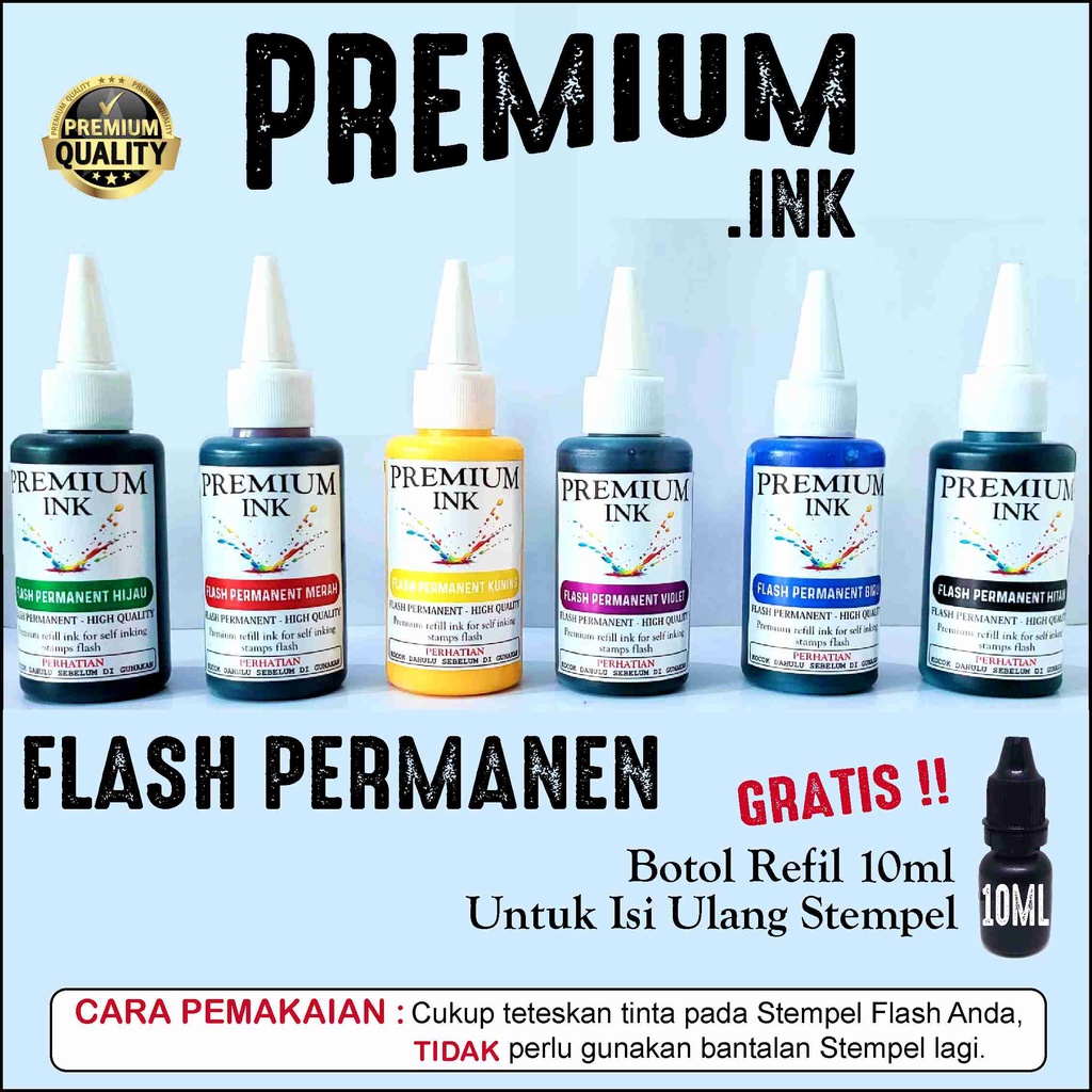 Jual Tinta Stempel Flash Permanen 100ml - Free Botol Refill 10ml ...