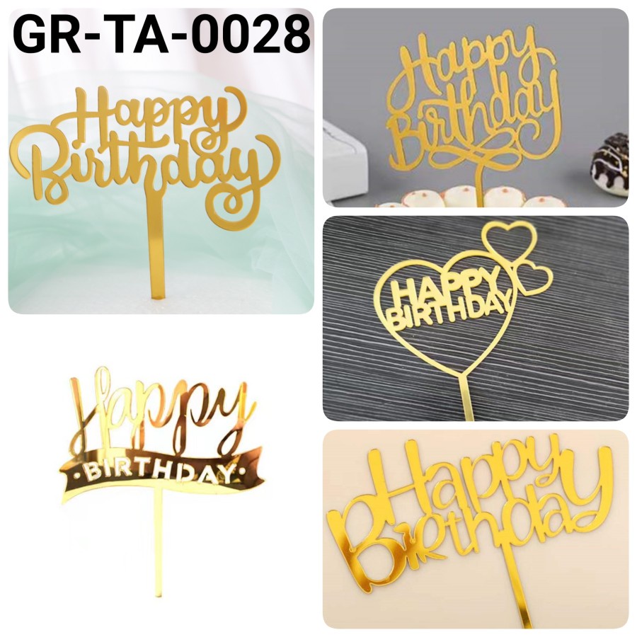 Jual GR-TA-0028 Cake topper akrilik happy birthday ulang tahun | Shopee ...