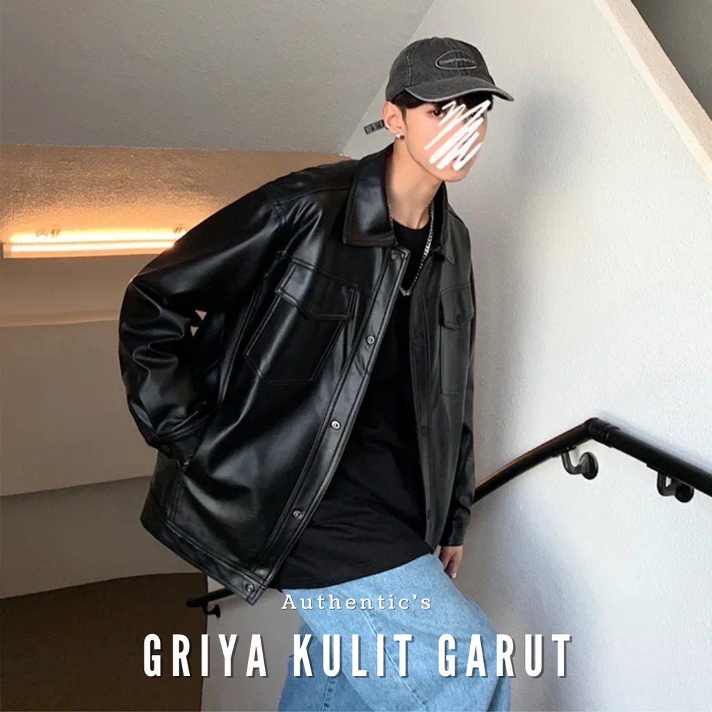 Jual JEKET KULIT SEMI PRIA WANITA CROP ASLI PRIA ORI HITAM CEWE / JAKET ...