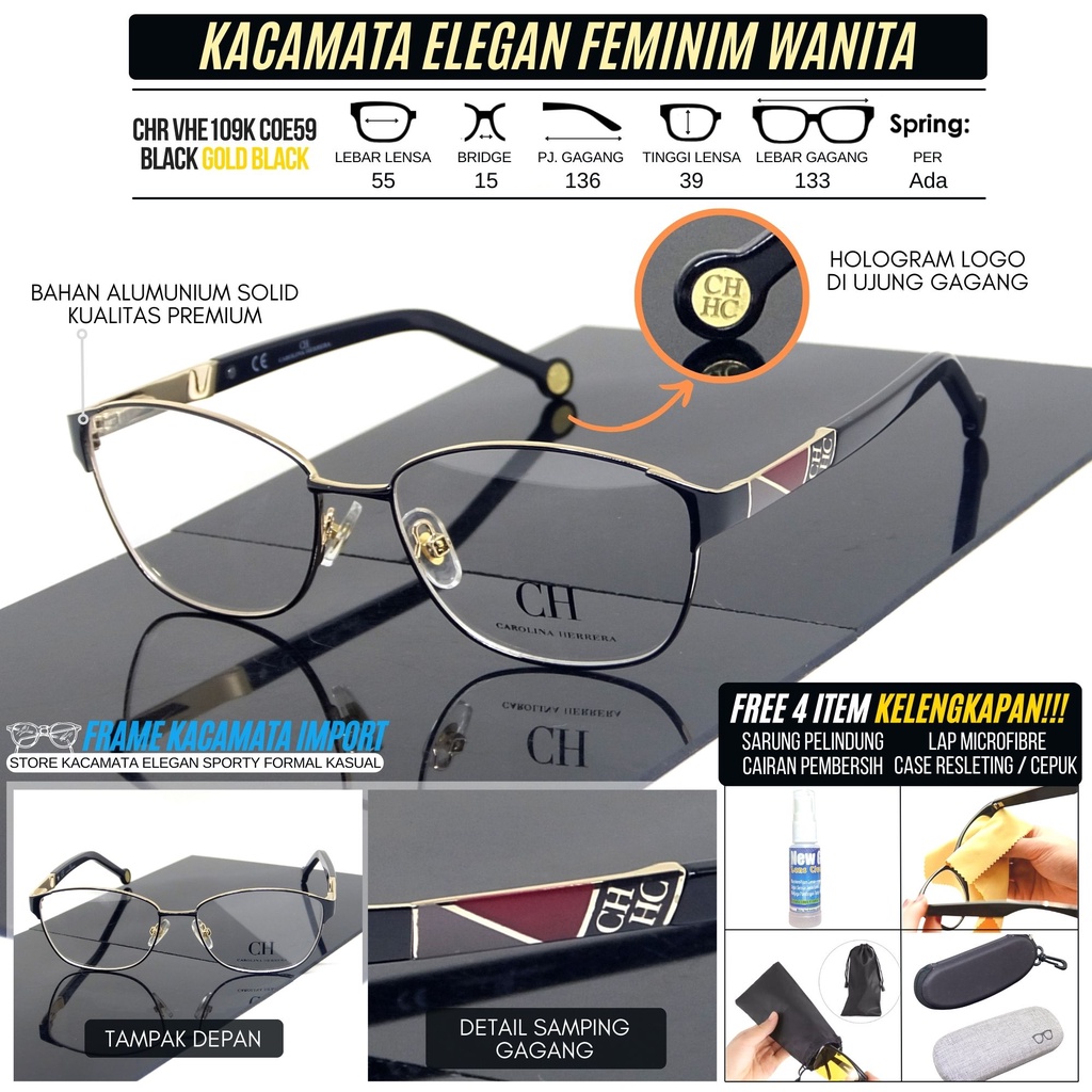 Jual Frame Kacamata Ibu Ibu Kacamata Wanita Elegan Formal Harian ...