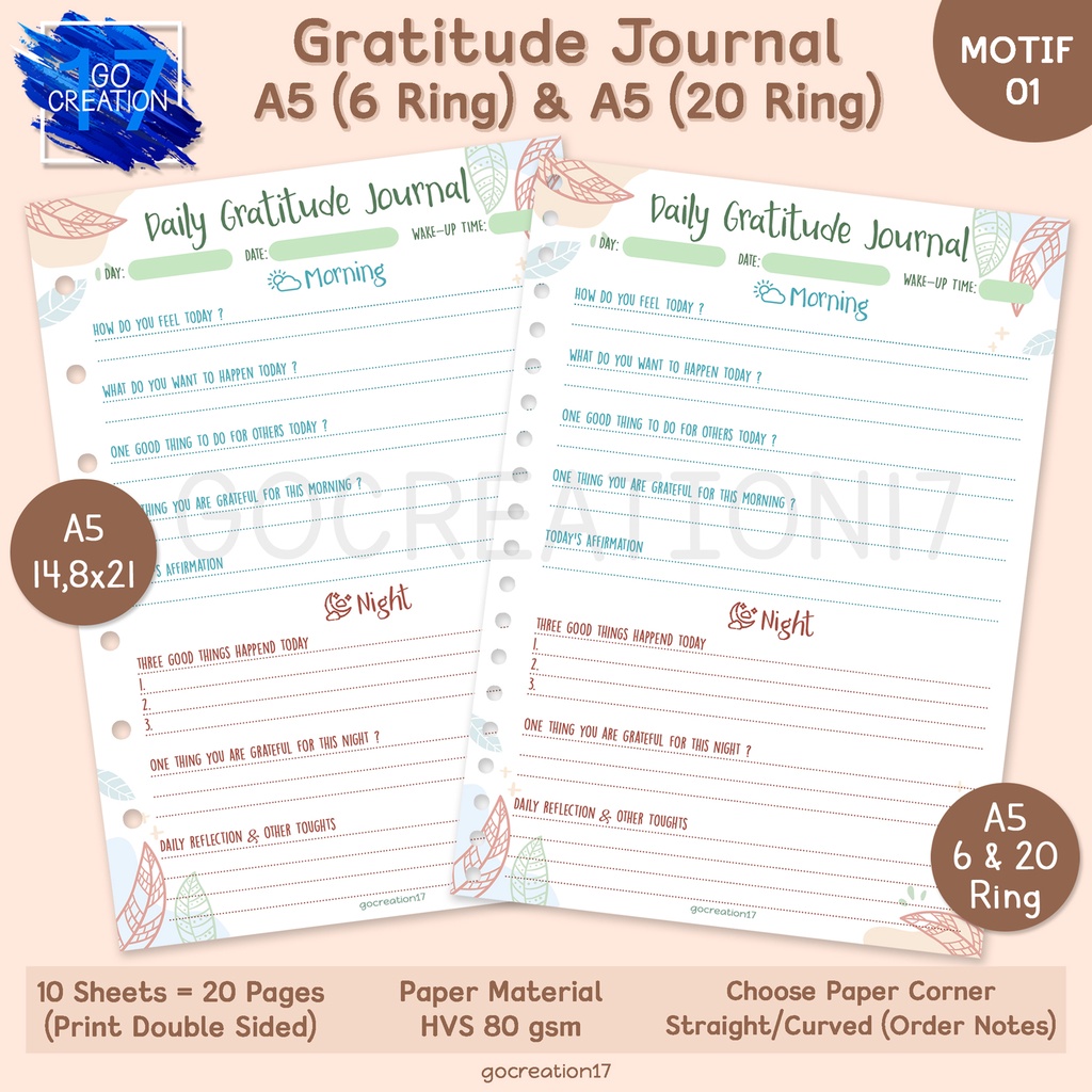 Jual Kertas Planner Isi Binder Gratitude Journal Syukur Motif Premium ...