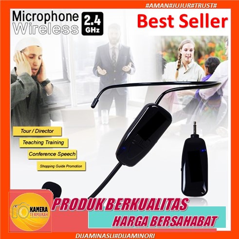 Jual Mikrofon Mic Clip On Wireless 2.4G Presentasi Tur Imam Masjid Musholla | Shopee Indonesia