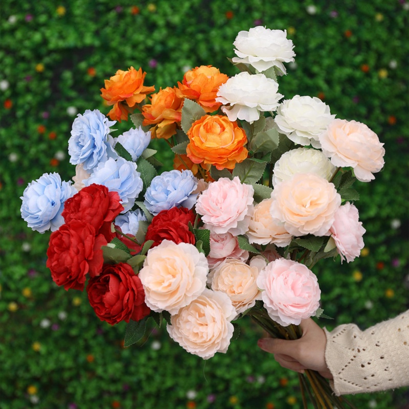 Jual Bunga Peony 3 Cabang Panjang 65cm (Daun Hijau) | Shopee Indonesia