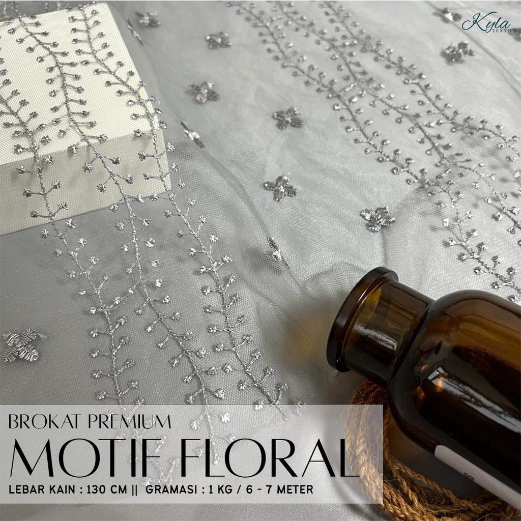 Jual 1/2 METER BROKAT TILE PRANCIS MOTIF FLORAL/BAHAN KEBAYA&BRIDESMAID ...