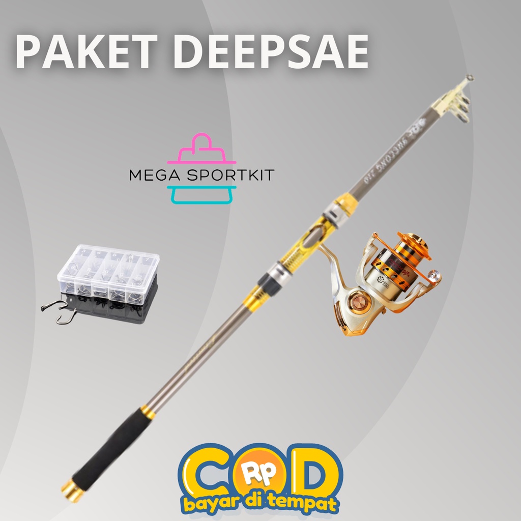 Jual Promo COD Paket Joran Dan Reel Plus Kail Satu Set Pancing Joran Carbon 210cm Reel Spinning ...