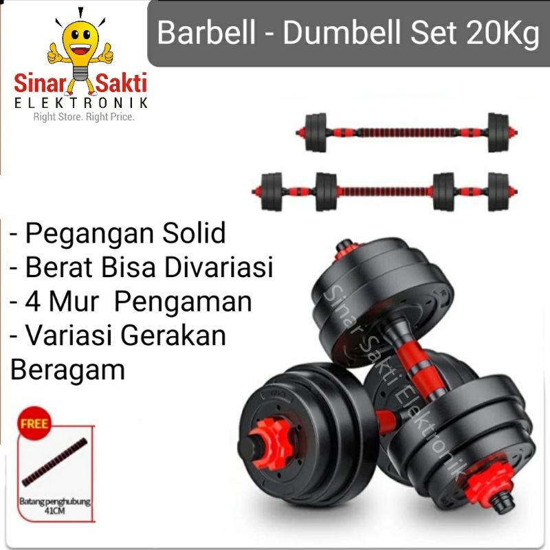 Jual Dumbell Barbel 20kg 20 Kg 1 Set Dumbel Peralatan Fitness Alat Olahraga Angkat Beban Rumah ...