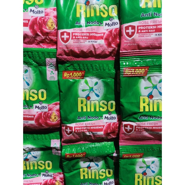 Jual RINSO BUBUK SACHET ROSE FRESH 12 X 38g.( 12 pcs ) | Shopee Indonesia