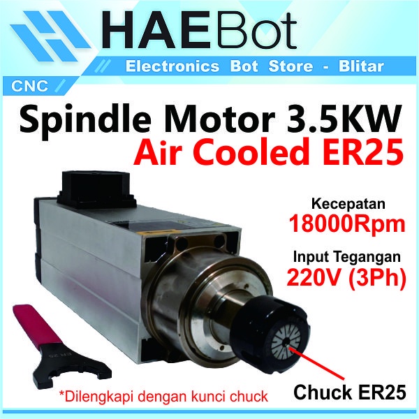 Jual [HAEBOT] Spindle AC Motor 3.5KW 220V Air Cooled ER25 18000rpm CNC ...