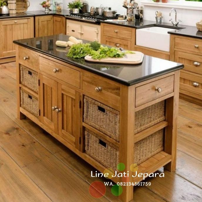 Jual Meja dapur marmer kayu jati, kitchen island minimalis top marmer ...