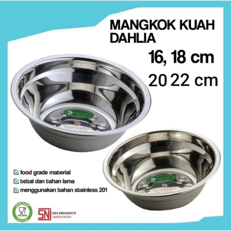 Jual Mangkok Kuah Dahlia / Baskom Kecil Sedang Stainless Steel Merk ...