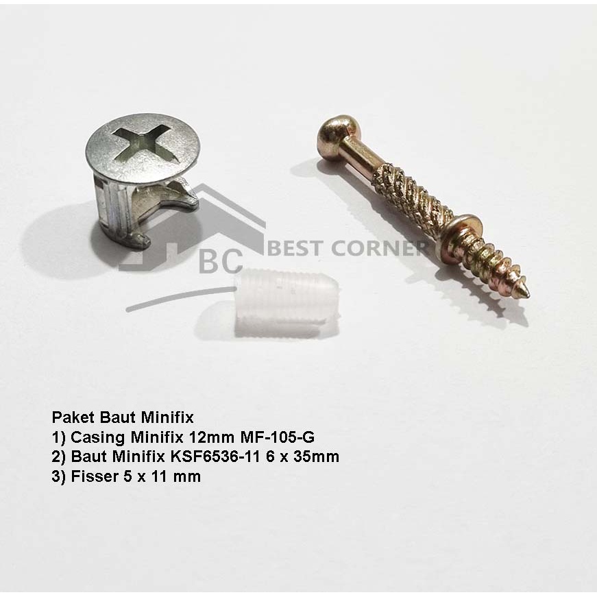 Jual Set Minifix Skrup Nanas 12mm Knock Down / Minifix Komplit set ...