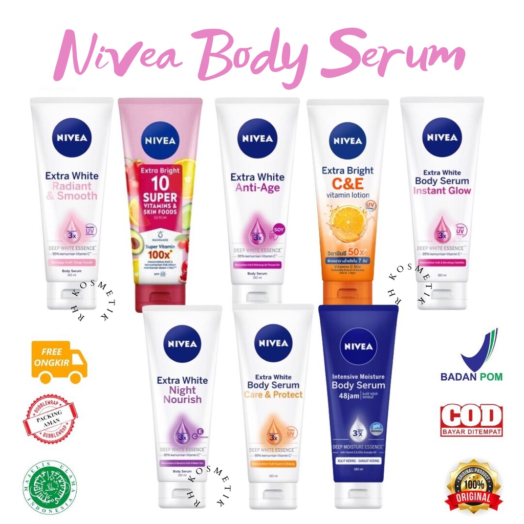 Jual NIVEA Body Serum Extra White 180ml | Lotion | Extra White | Night ...