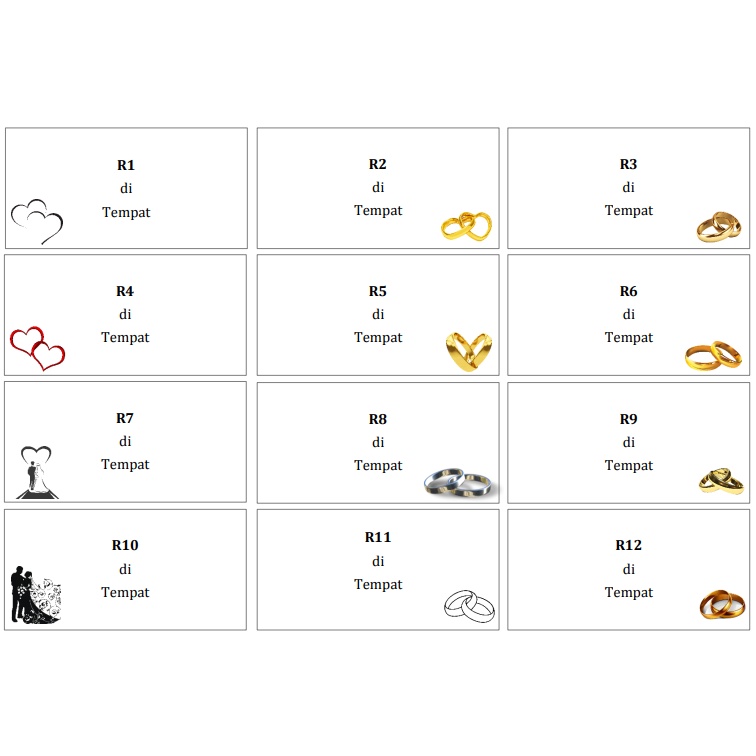 Jual Cetak Label Nama Undangan 103 Motif R/Pernikahan/Ring/Cincin/Hati ...
