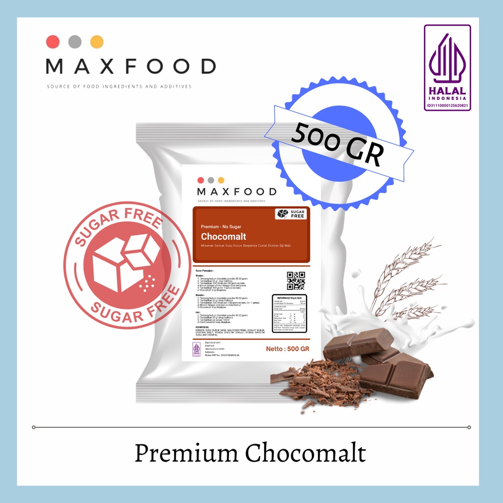 Jual MAXFOOD - No Sugar Bubuk Chocomalt/ Chocomalt Milkshake 500 Gram | Shopee Indonesia