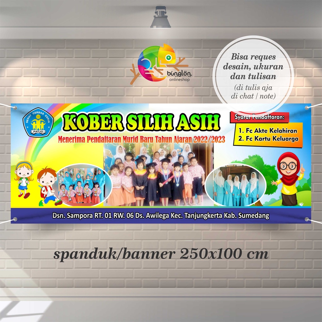 Jual Size 250x100 Cm, Spanduk Banner PPDB, Penerimaan Siswa Baru Custom ...