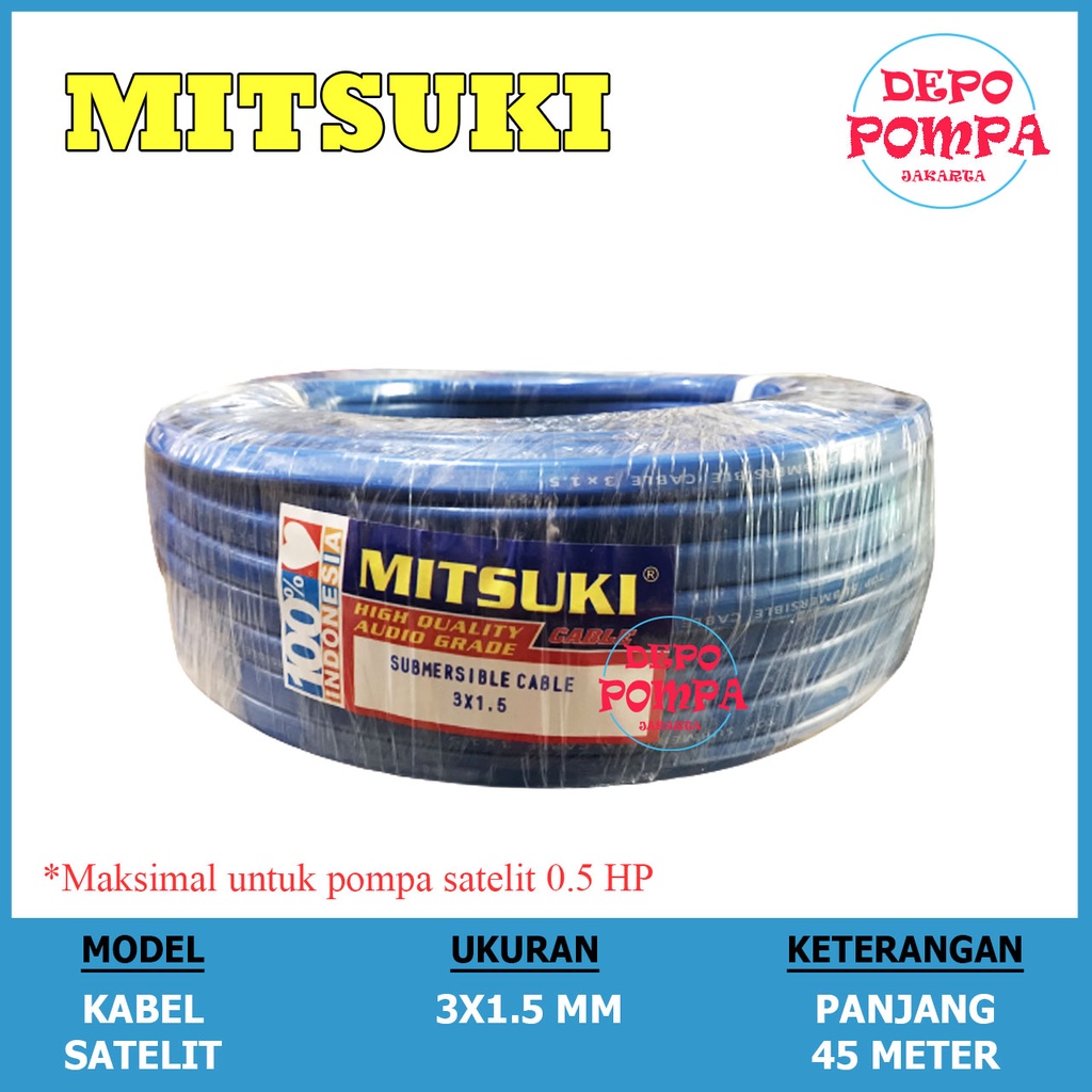 Jual Kabel Pompa Satelit 3x1.5 MM (45 meter) / Kabel Submersible Murah ...