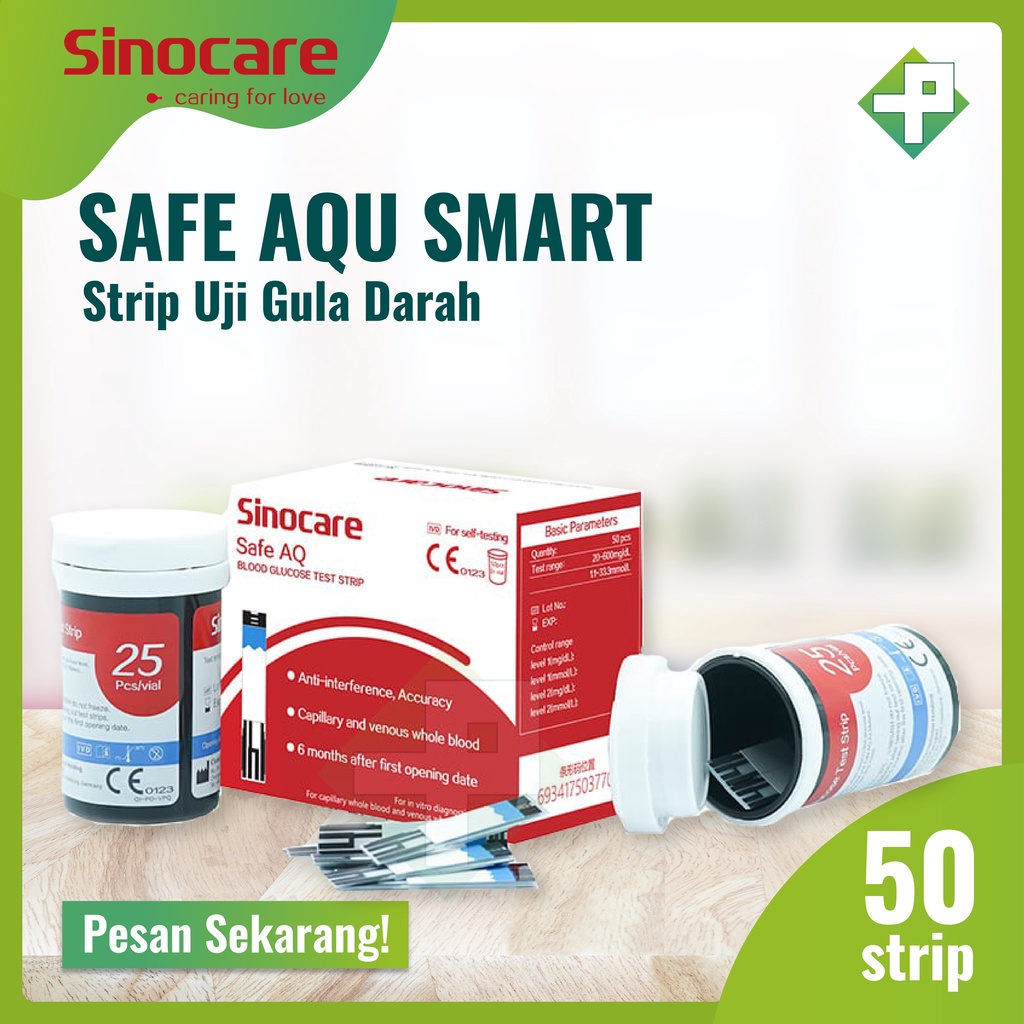 Jual Sinocare Safe Stip AQ Smart Strip Uji Gula Darah / 1 Box isi 50 ...