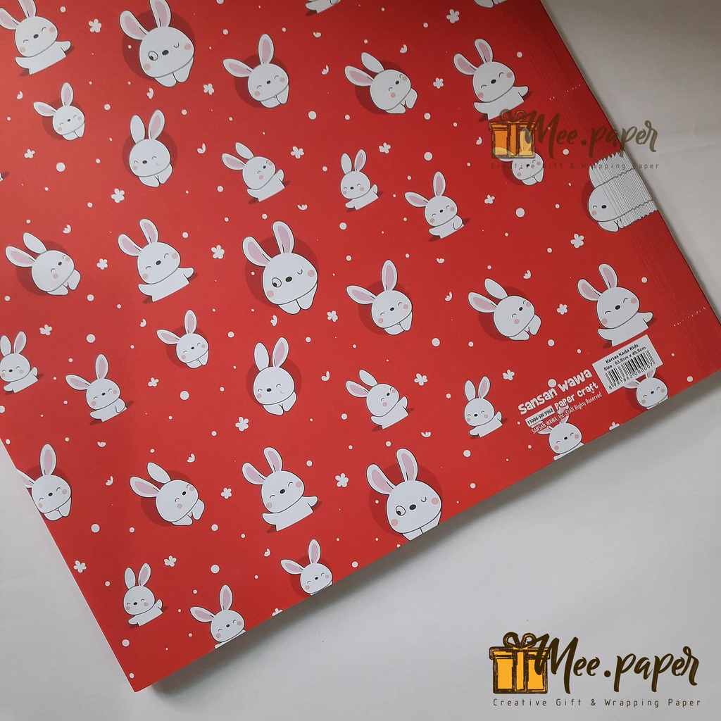 Jual Kertas Kado Sansan Wawa Motif Kinds Rabbit Red, Bungkus / Wrapping ...