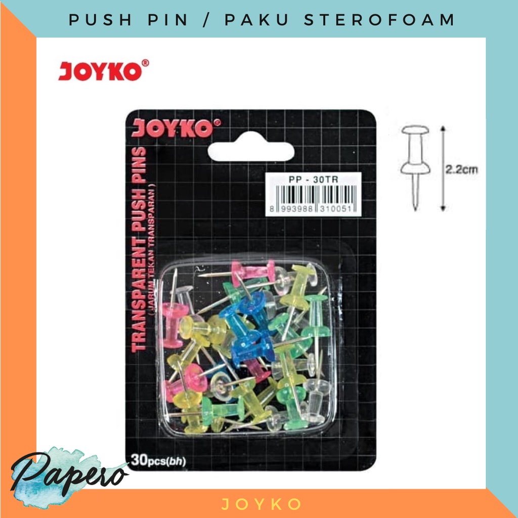 Jual Push Pin / Jarum Tekan / Paku Pin / Paku Styrofoam Joyko PP-30TR ...