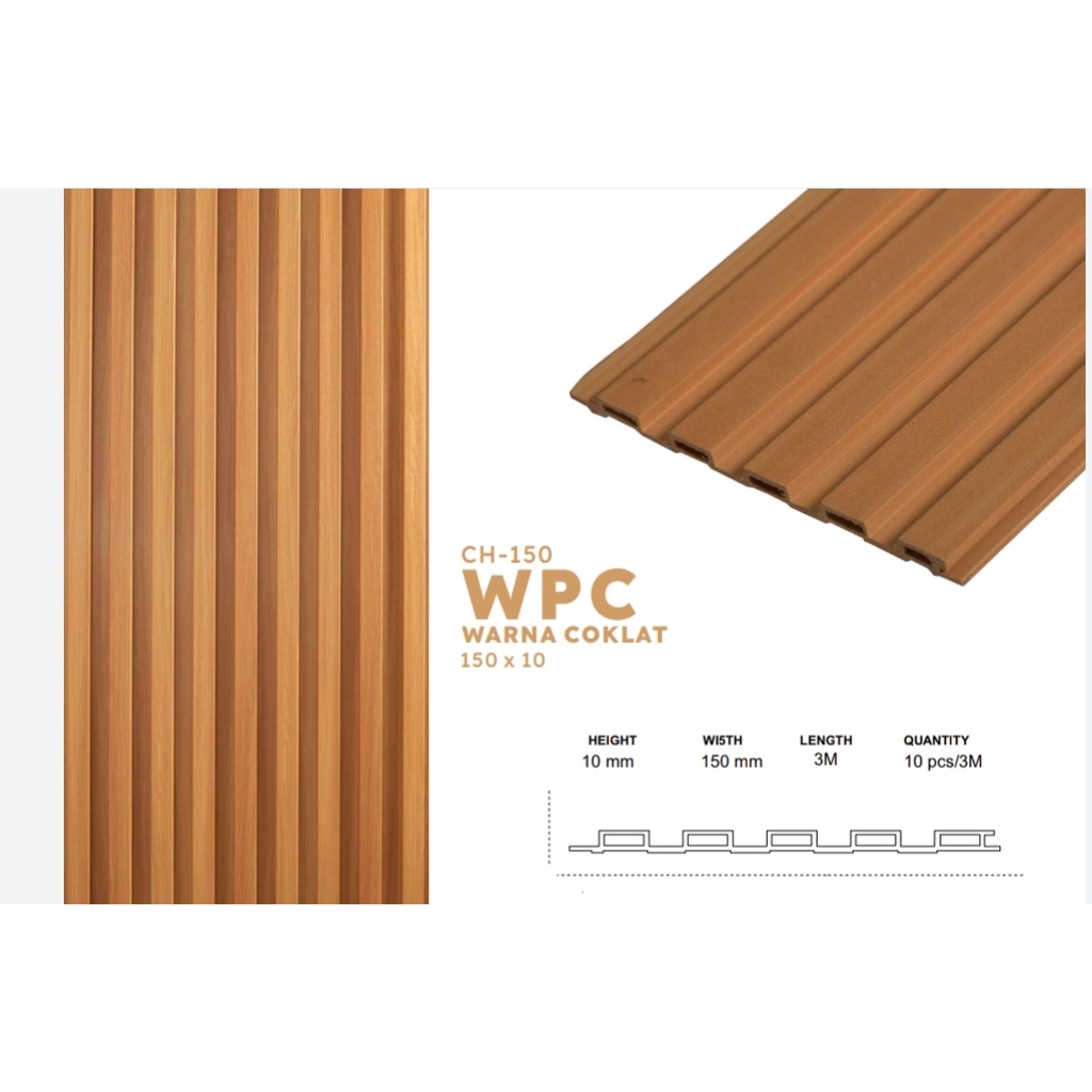 Jual wpc panel dinding kisi 3m x 16 cm x 1 cm anti air dan rayap ...