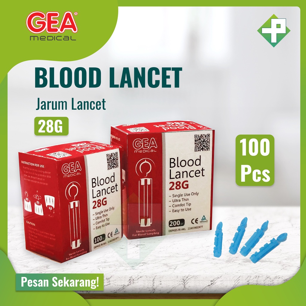 Jual Blood Lancet GEA 28G / Jarum Lancet GEA 28G 100s | Shopee Indonesia