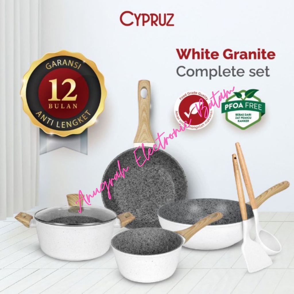 Jual Paket Granite Cookware / Complete Set White Granite PI-0913 Panci ...