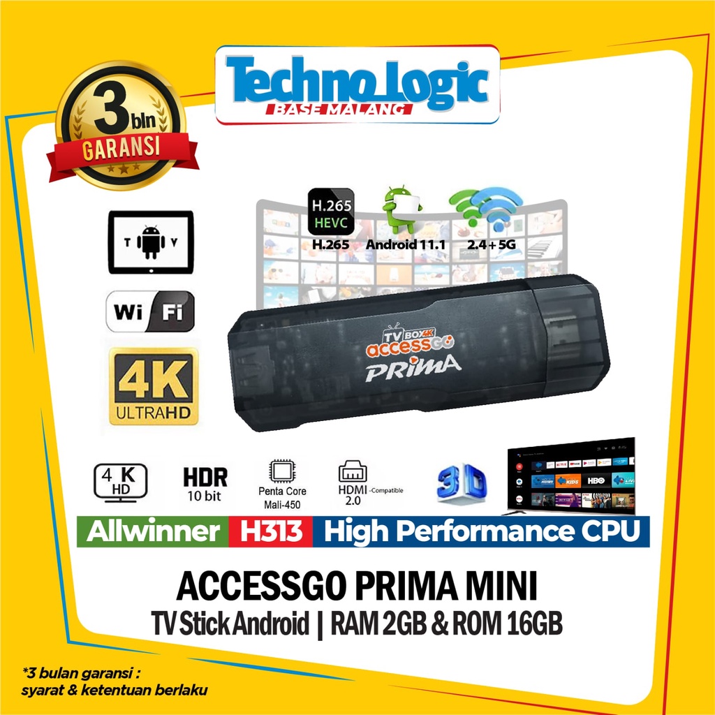 Jual Accessgo Prima Mini TV Stick Android RAM 2GB & ROM 16GB | Shopee ...