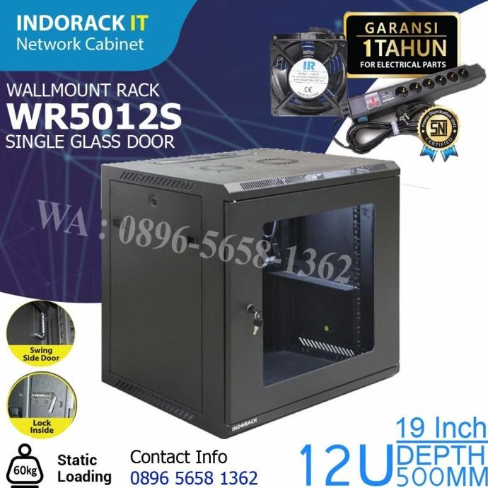 Jual Wallmount Rack INDORACK Single Door Rak Server 12U Depth 500mm ...