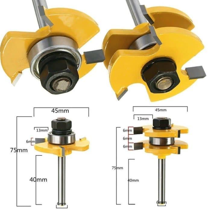 Jual tongue & groove shanks 1/4" mata profil router panel kayu as 6mm ...