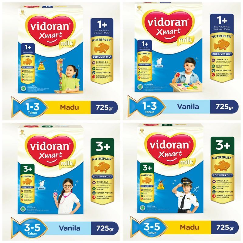 Jual vidoran Xmart 1+ 3+ Susu Pertumbuhan Anak 1-3 3-5 Tahun Madu ...