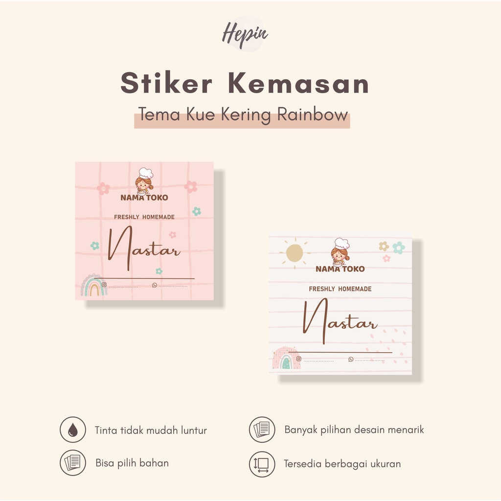 Jual label kue kering tema RAINBOW murah/label kue lebaran/label toples ...