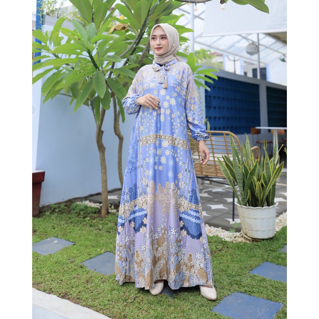 Jual DRESS GAMIS AURORA PAKAIAN WANITA / GAMIS ARMANY / SILK MOTIF ...