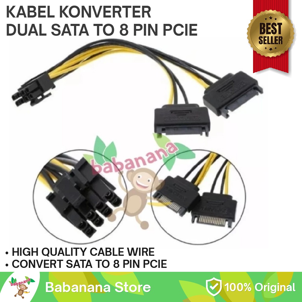 Jual Kabel Dual sata Power to 8 Pin VGA power 6+2 Cable Splitter Cabang ...