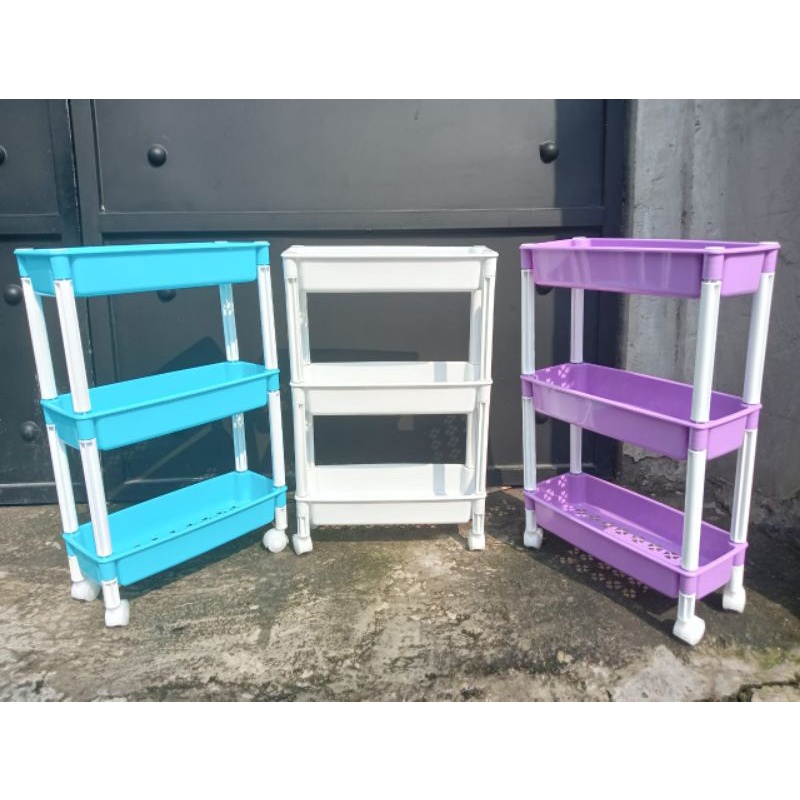 Jual rak troli 3 susun dengan roda rak dorong roda 3 tingkat | Shopee ...