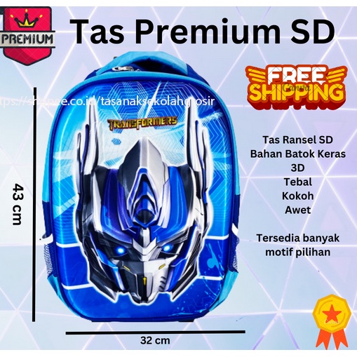 Jual Tas Ransel Sekolah Anak SD Transformer Optimus Prime BIRU 3D ...
