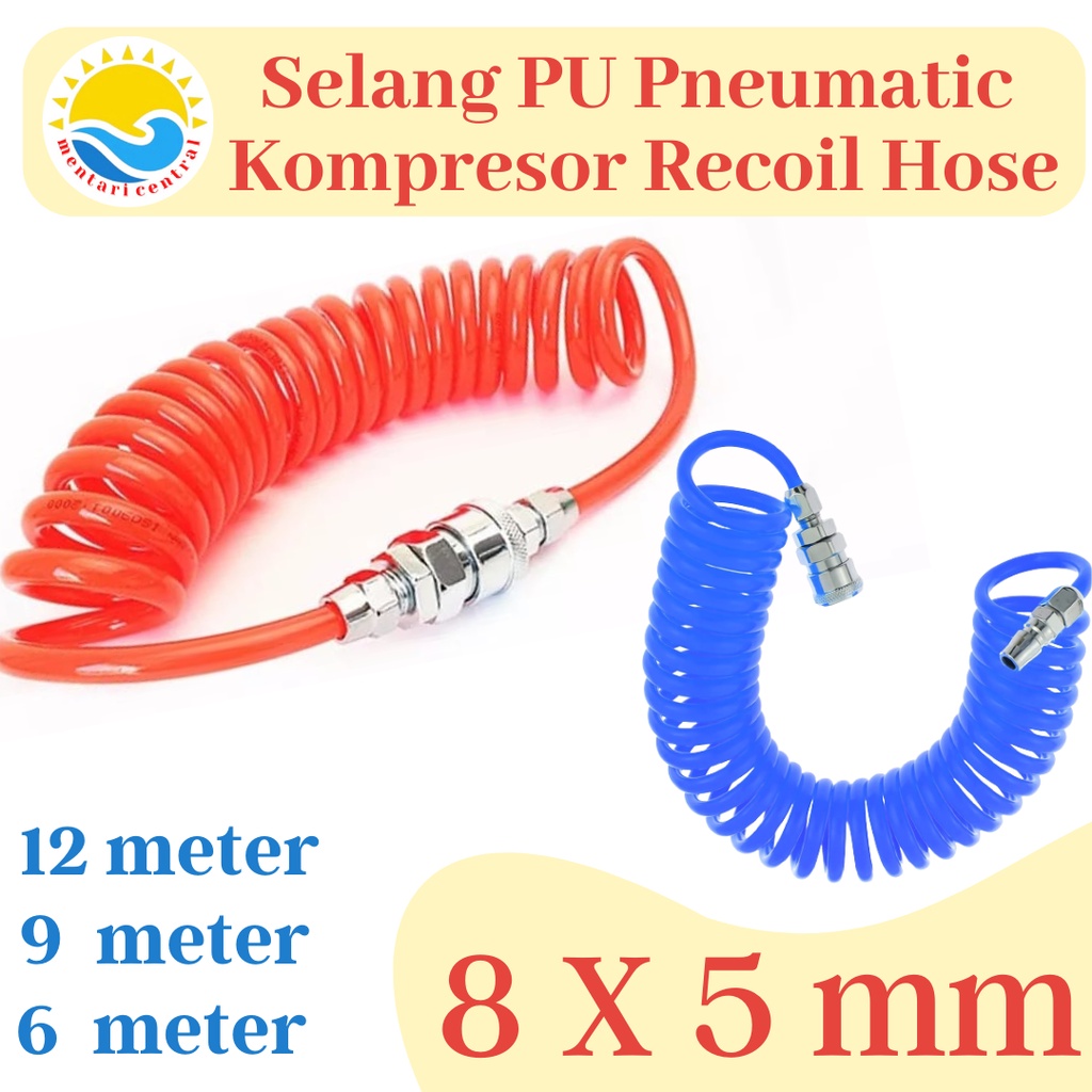 Jual Recoil Hose Selang Angin Kompresor Spiral 12meter 9meter 6meter ...