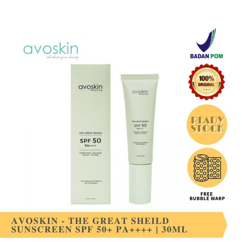 Jual AVOSKIN THE GREAT SHIELD SUNSCREEN SPF 50 PA++++ 30ML | Shopee ...