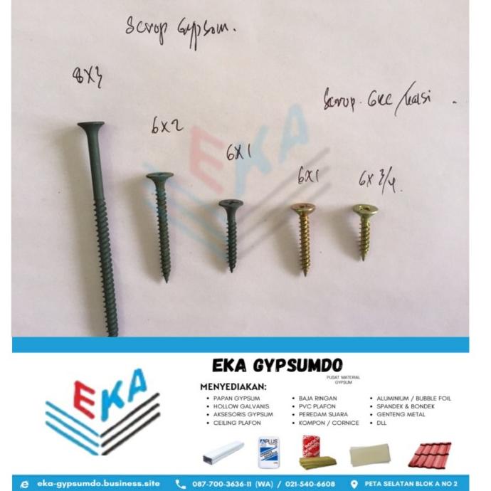 Jual Sekrup Gypsum 6x2 / Scrup Gypsum 6x2 / Sekrup 5cm / Skrup Gypsum ...