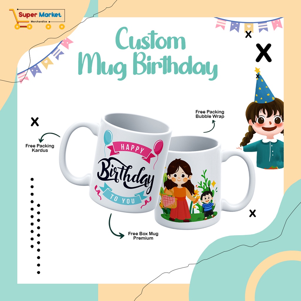 Jual HAPPY BIRTHDAY / CETAK MUG CUSTOM KADO ULANG TAHUN / SOUVENIR ...