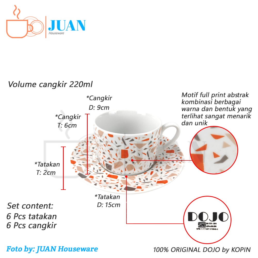 Jual KOPIN 6 Pasang cangkir kopi set motif abstrak / tea cup and saucer ...