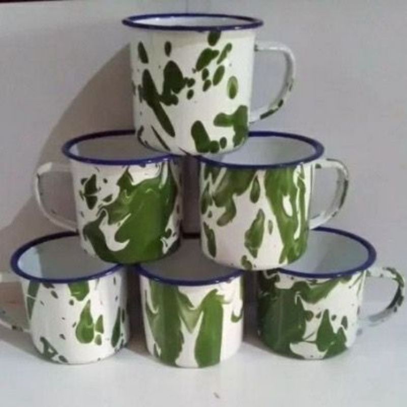 Jual Cangkir / Mug Enamel Blirik 7 cm / Gelas Jadul Motif Burik ...