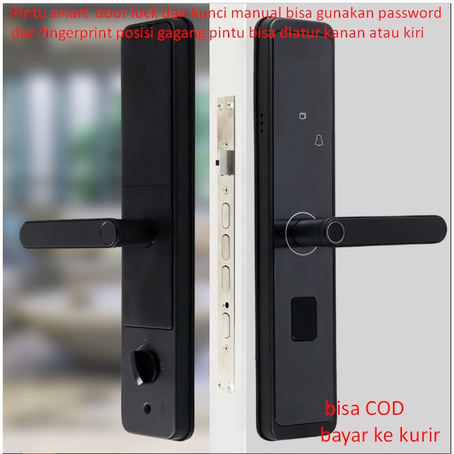 Jual Pintu smart door lock dan kunci manual bisa gunakan password dan fingerprint posisi gagang ...