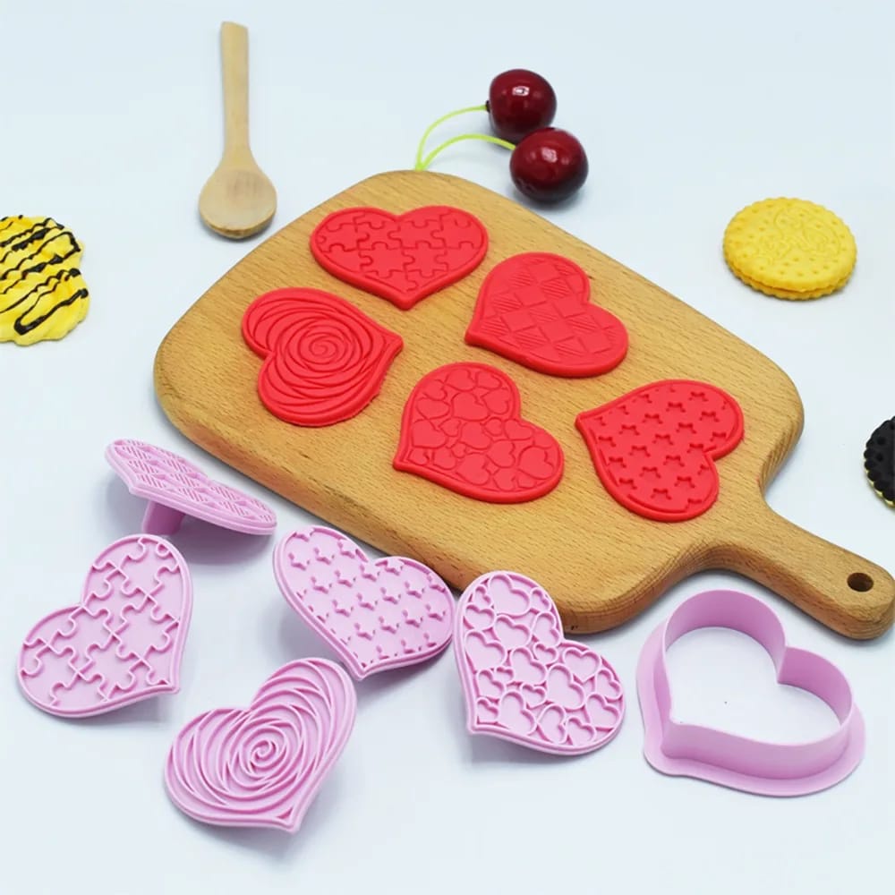 Jual Heart Shaped Cookies Cutter and Embosser Set | Shopee Indonesia
