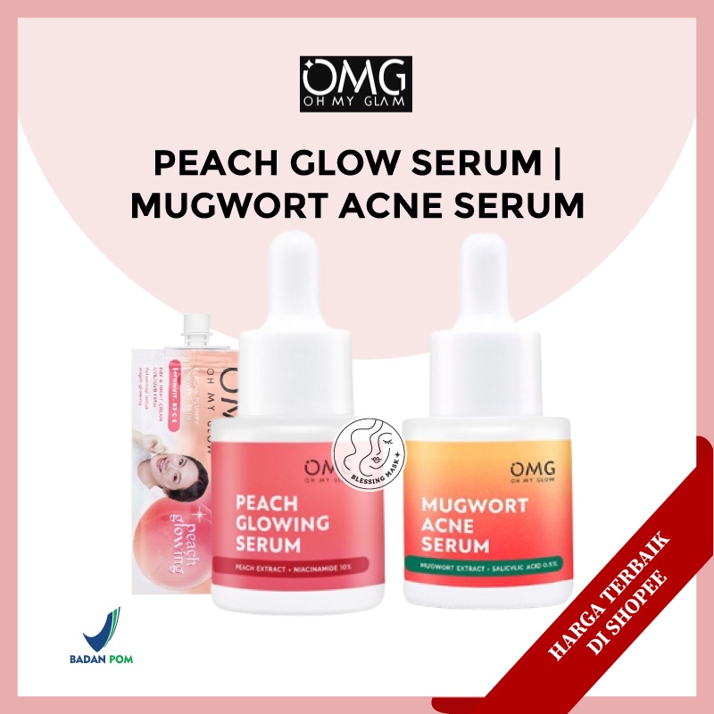 Jual OMG OH MY GLOW Peach Glowing Serum 20mL | GLOW Mugwort Acne Serum 20mL | Shopee Indonesia