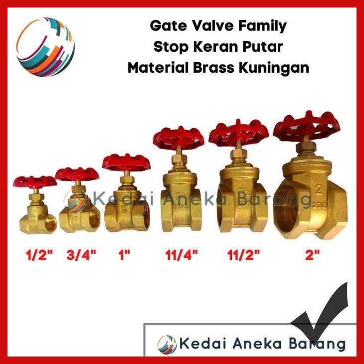 Jual GATE VALVE STOP KERAN KRAN PUTAR GAS AIR BRASS KUNINGAN 1 1" INCH [KDK] | Shopee Indonesia